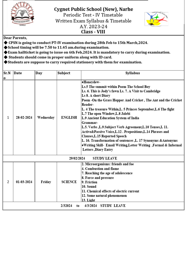 Class VIII Exam Syllabus 2024 | PDF | Semantic Units | Linguistics