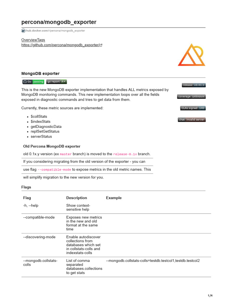 Percona MongoDB Exporter | PDF | Mongo Db | Computer Programming