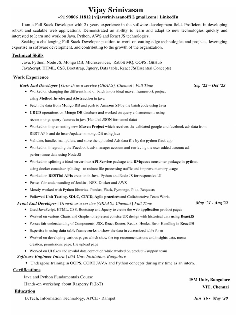 Resume Vijay | PDF