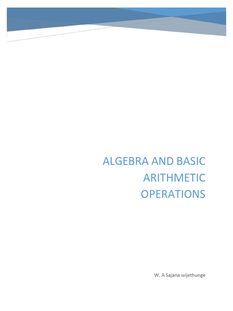 Algebra and Basic Arithmetic operations | PDF