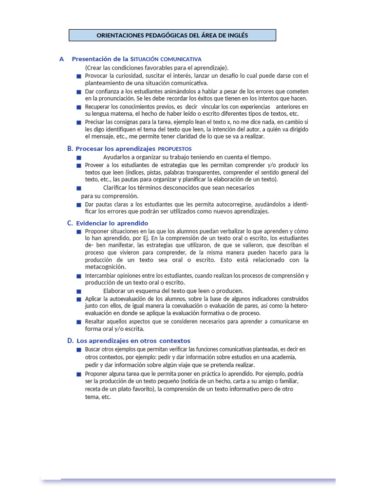 Orientaciones Pedagógicas Del Área de Inglés | PDF | Evaluación ...