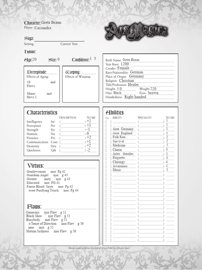 Editable Character Sheet | PDF