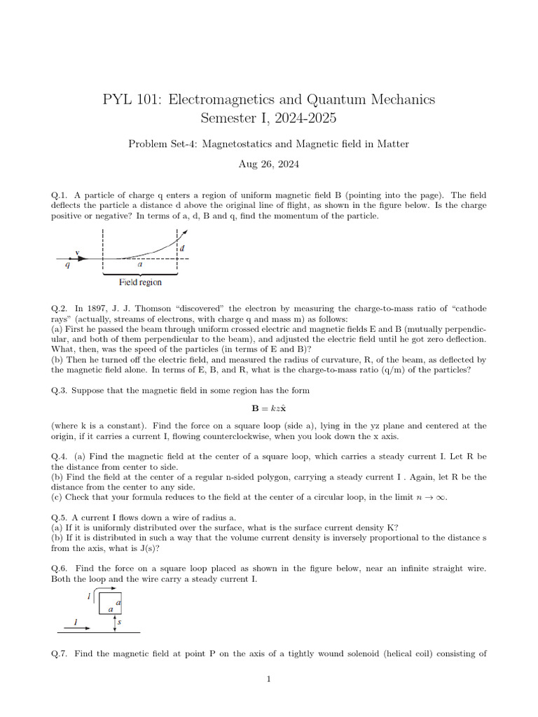04 Tutorial Magnetostatics | PDF | Magnetic Field | Mass To Charge Ratio