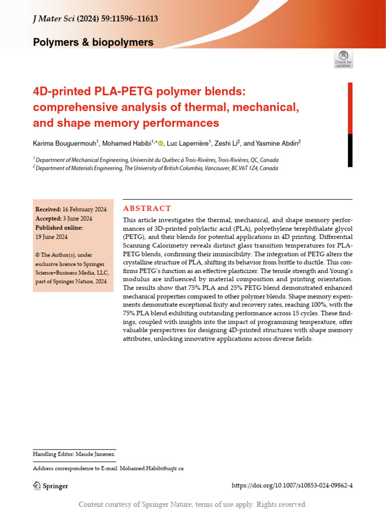 4D-Printed PLA-PETG Blends Analysis | PDF | Differential Scanning ...