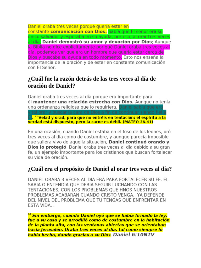 Daniel Oraba Tres Veces Porque Quería Estar en Constante | PDF ...