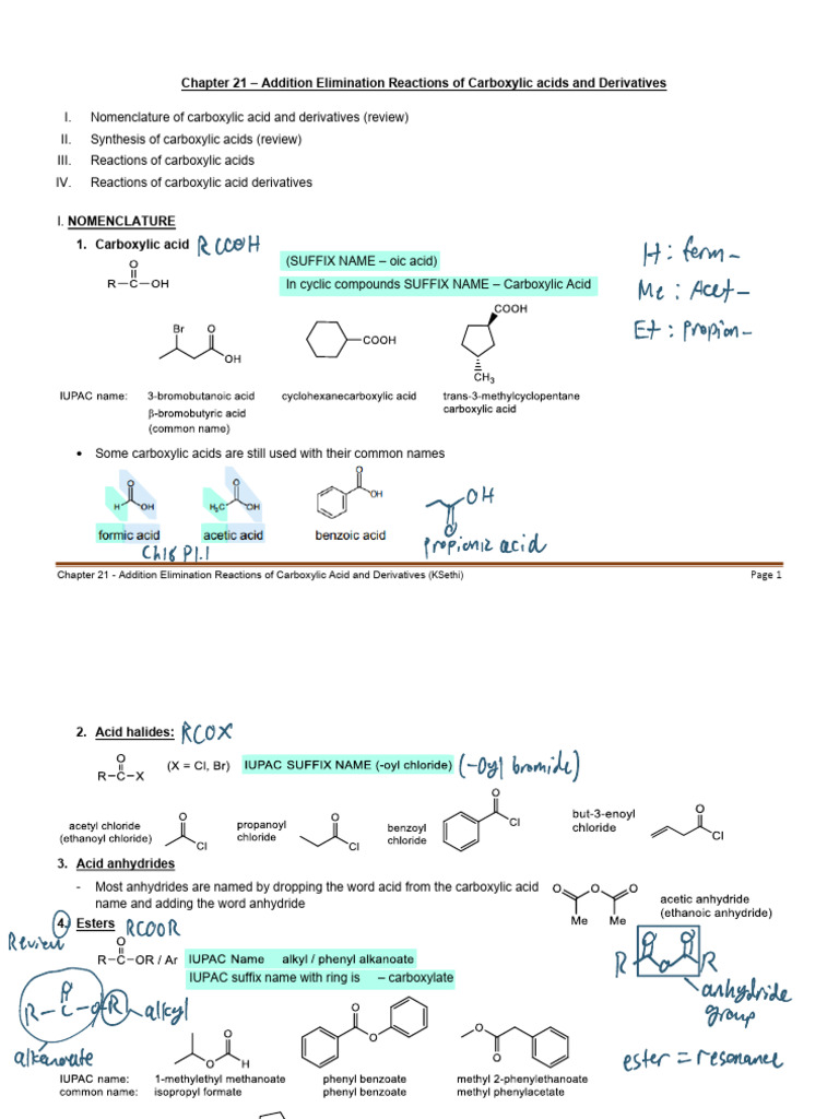 Chapter 21 - Addition-Elimination Reactions of Carboxylic Acids | PDF | Ester | Amide
