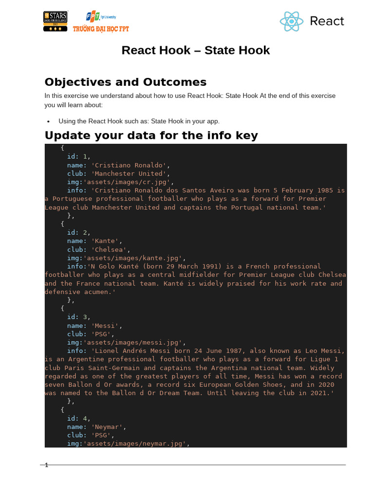 Using React State Hook for Player Modals | PDF | Forward (Association ...