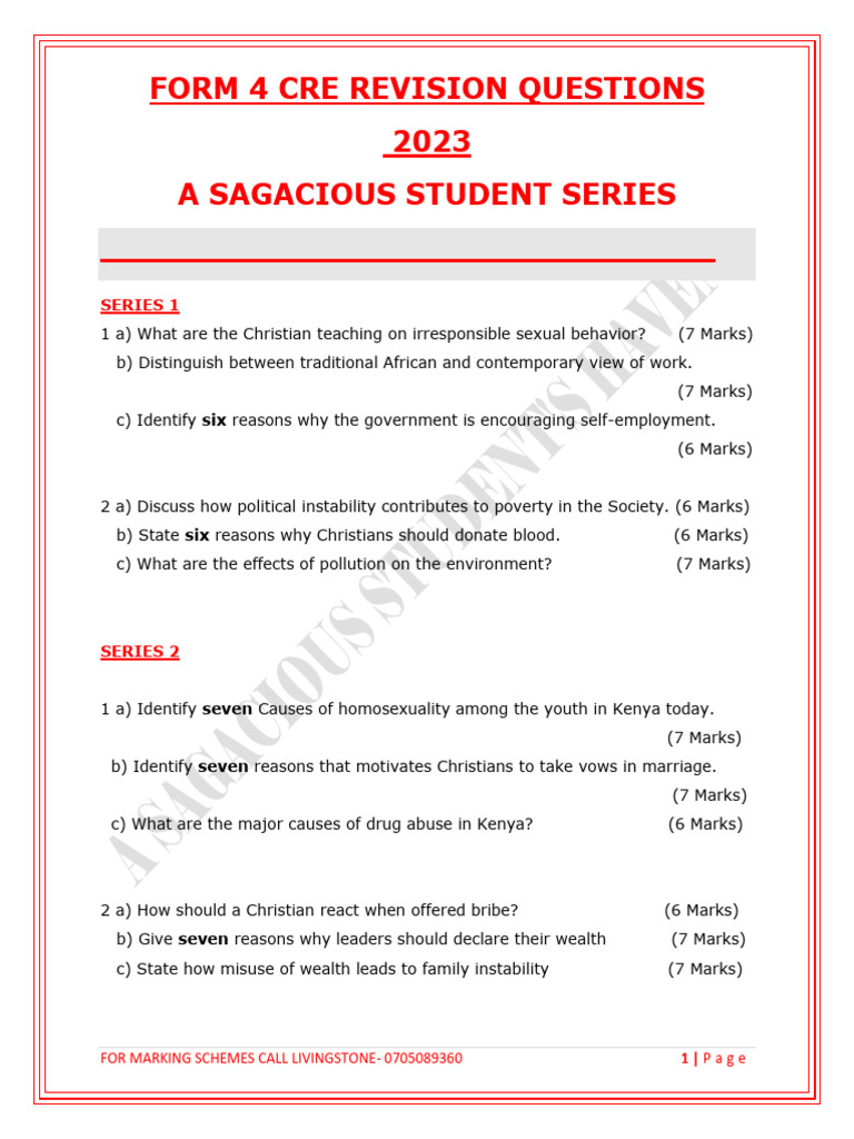 Cre Form 4 Work Revision | PDF | Marriage | Social Psychology