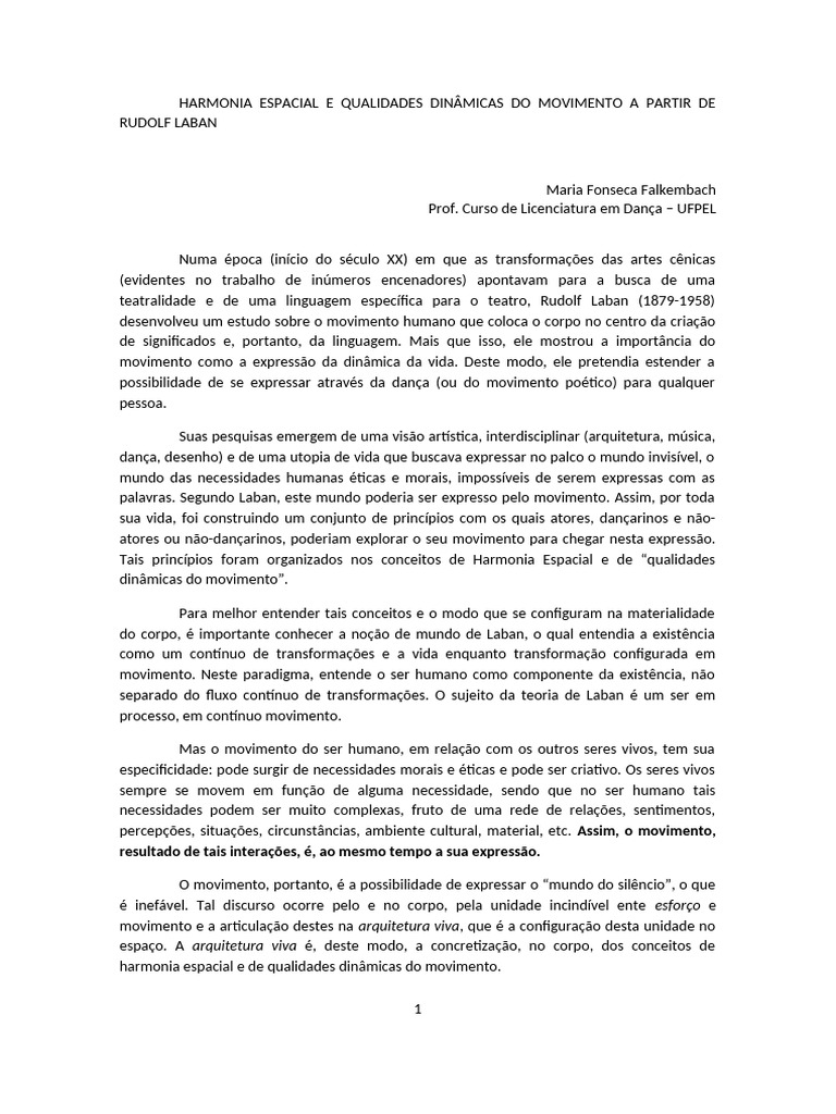 Harmonia Espacial e Movimento de Laban | PDF