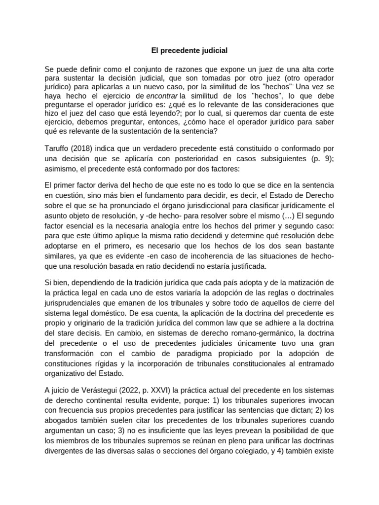Tipos y Relevancia del Precedente Judicial | PDF | Precedente | Juez