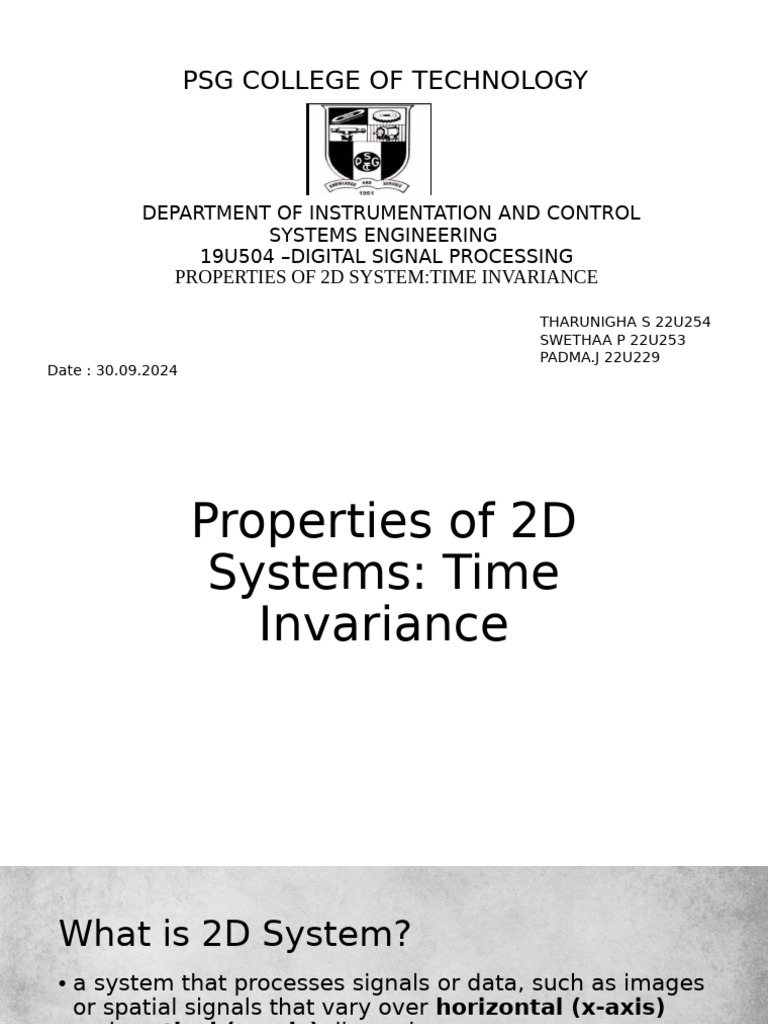 Properties of 2D Systems | PDF | Digital Signal Processing | Filter ...
