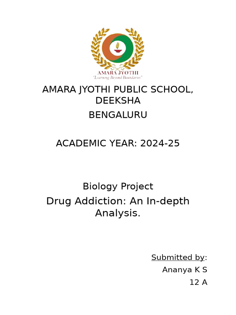 Bio Project- Drug Addiction | PDF | Substance Abuse | Stimulant