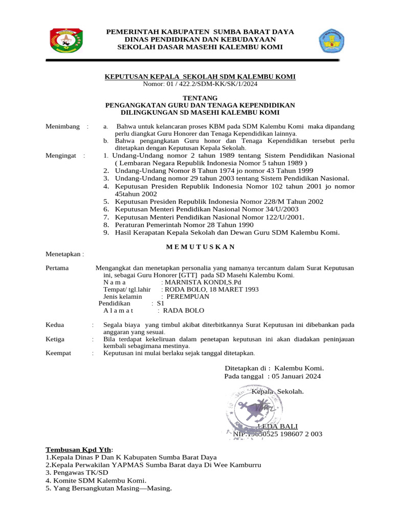 SK Pengangkatan GTT | PDF