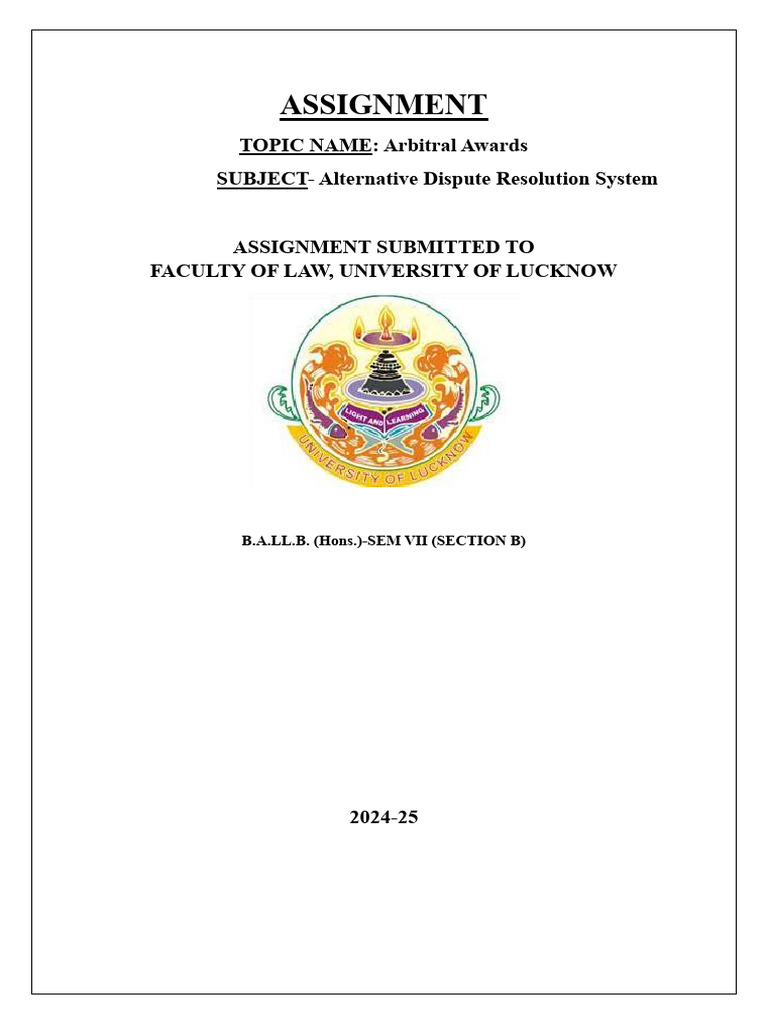 ADR assignment | PDF | Arbitration | Alternative Dispute Resolution