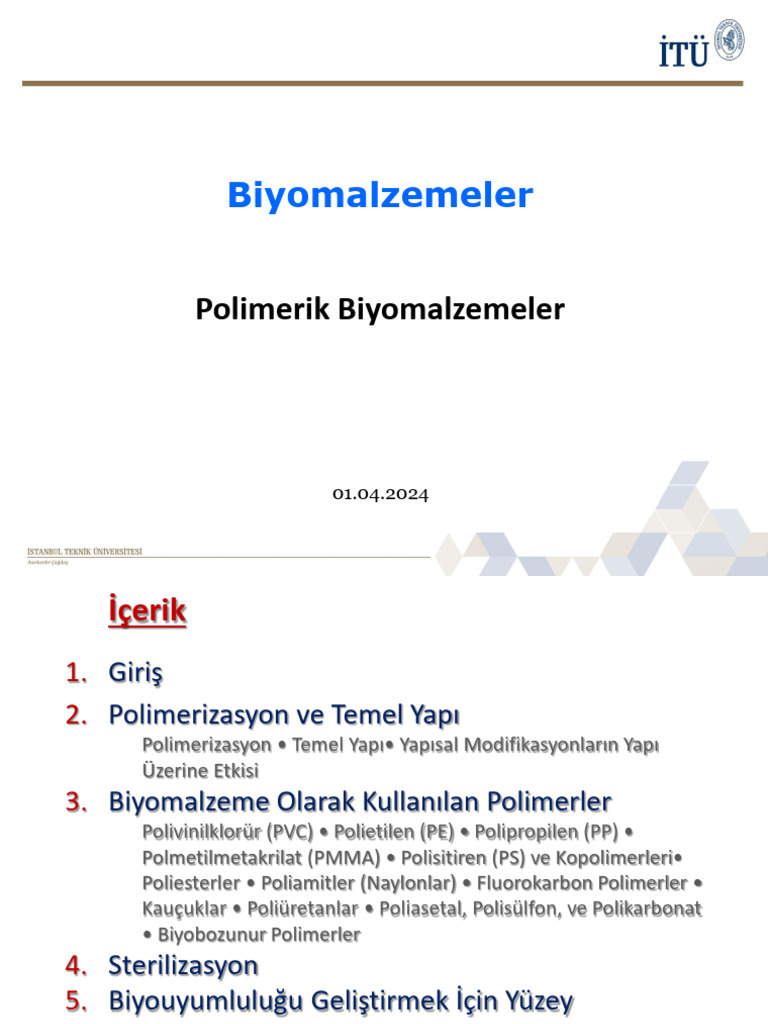 5 Hafta - Polimerik Biyomalzemeler - .Cleaned | PDF