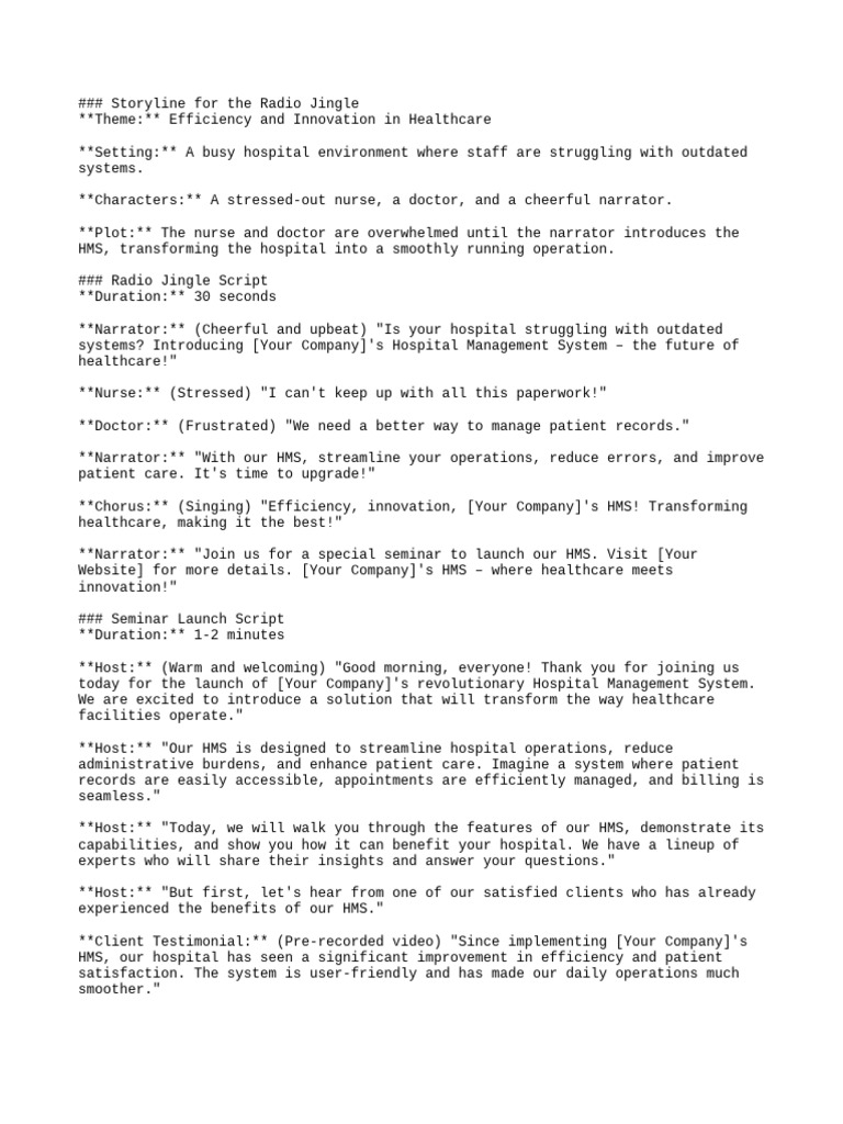 Radio Jingle | PDF | Hospital | Patient
