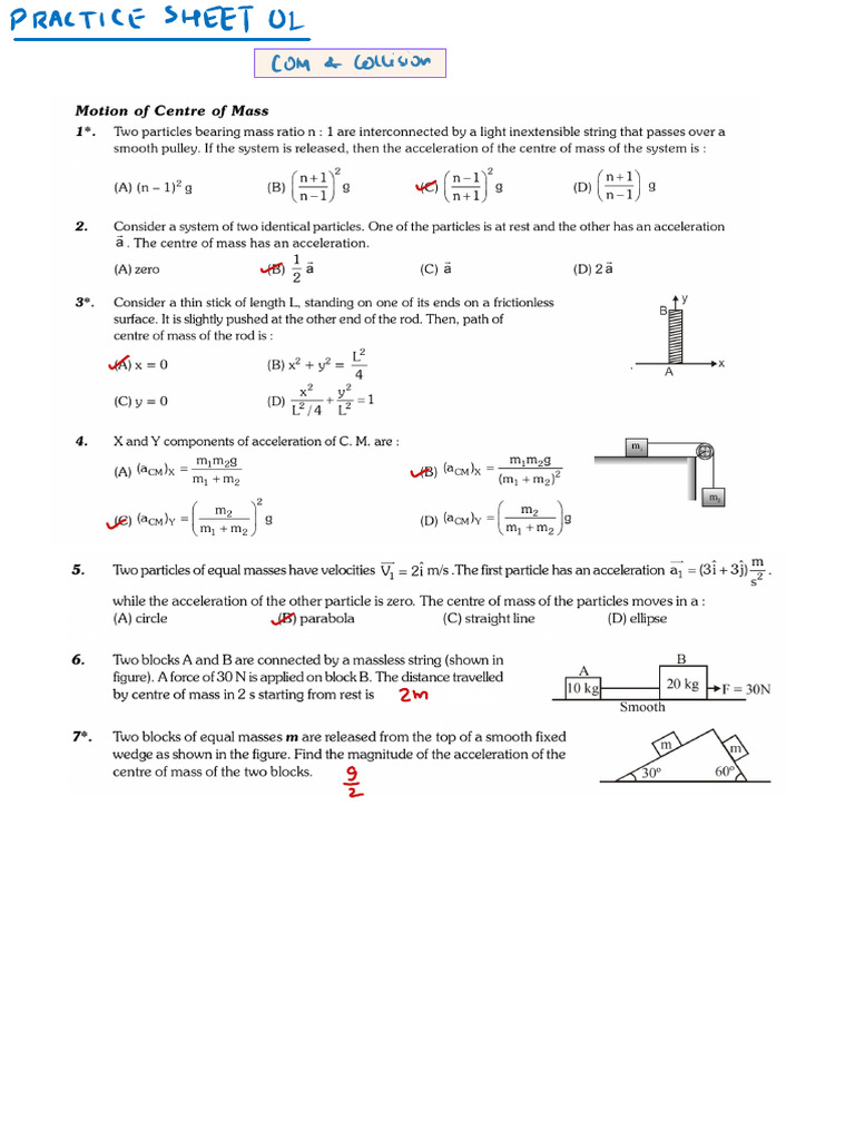 02 COM and Collision Practice Sheet | PDF
