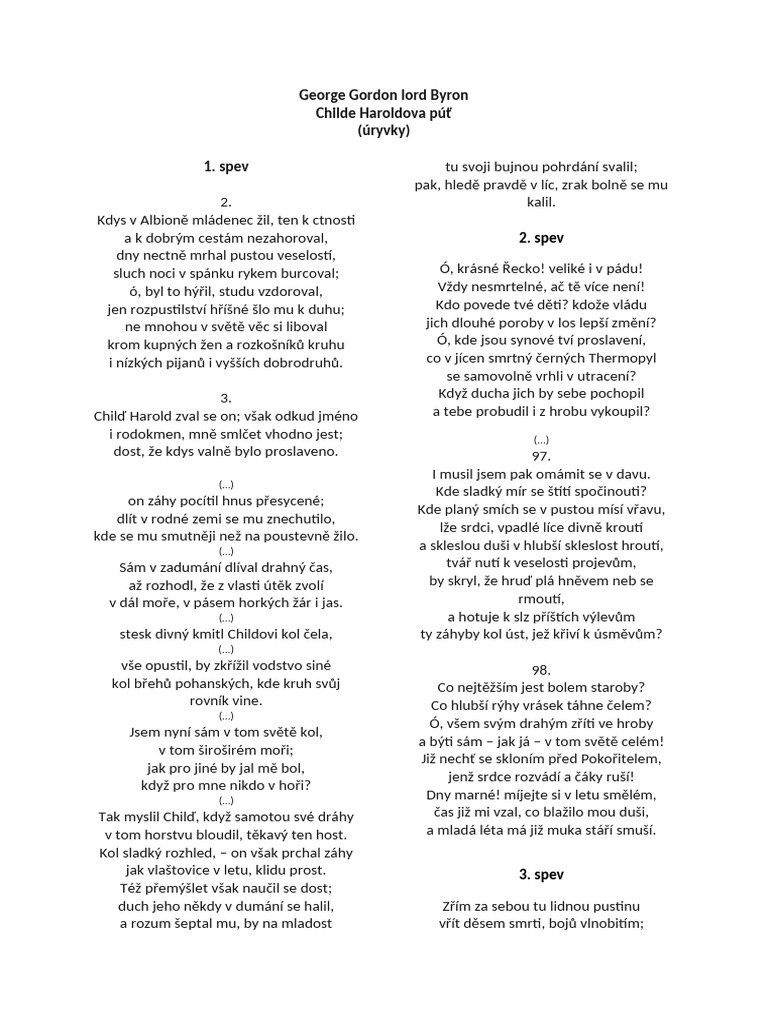 Childe Haroldova Put - Ukazky | PDF