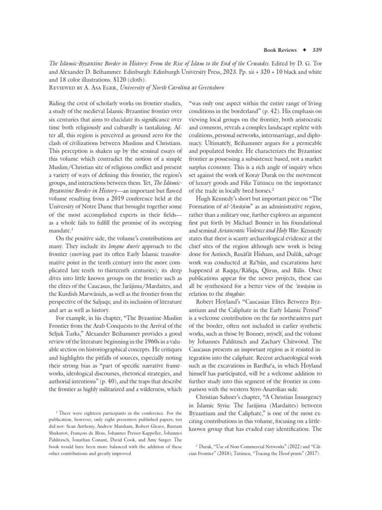 Review of The Islamic Byzantine Border I | PDF | Byzantine Empire