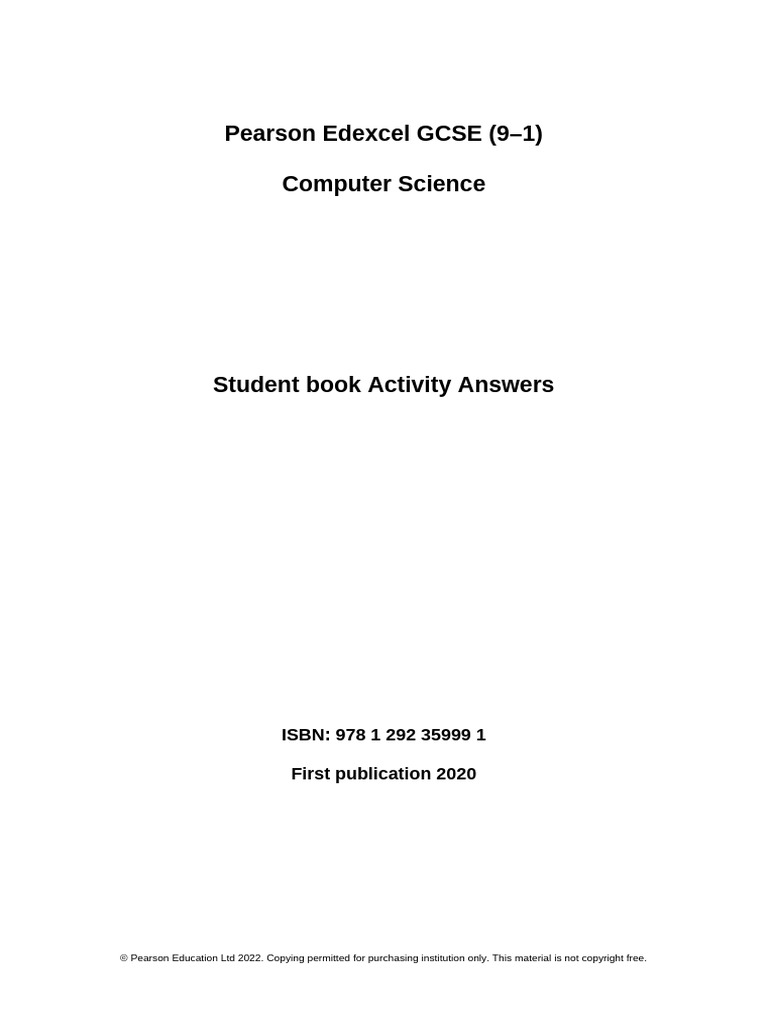 GCSE CS Student Book Activity Answers V1.2 | PDF | Algorithms | Data Type