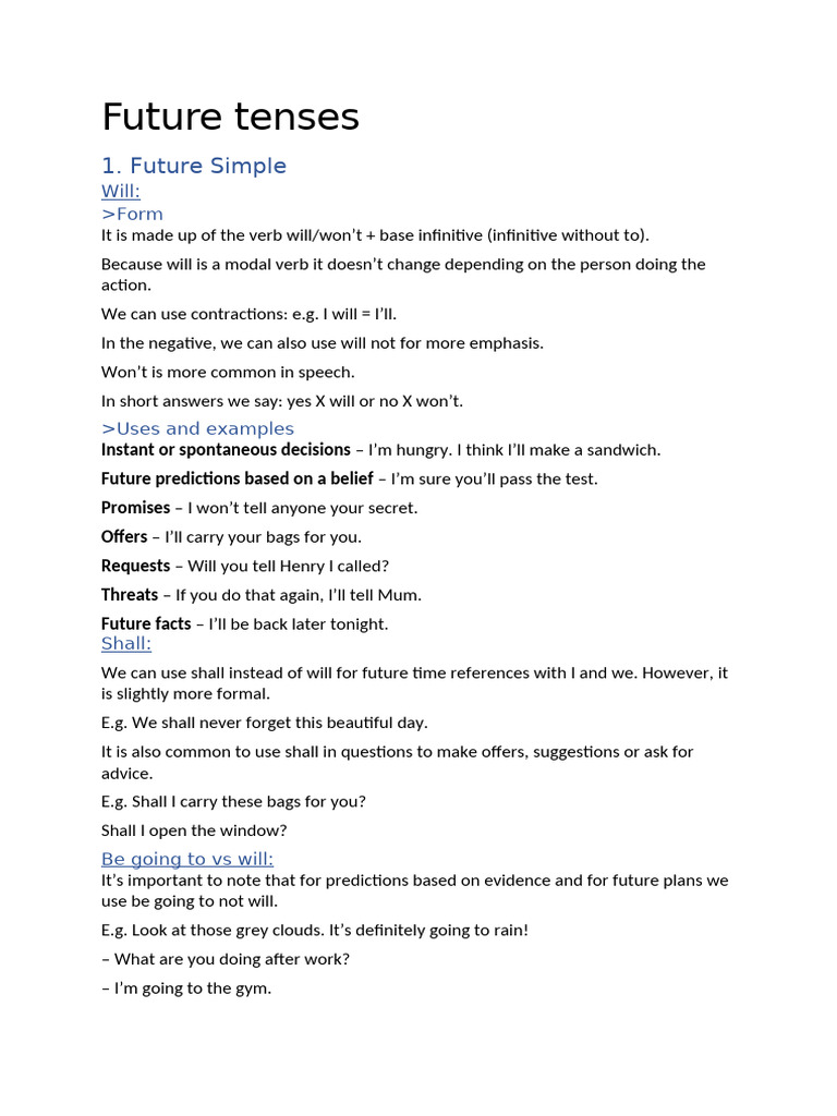 Future Tenses | PDF | Semantic Units | Syntax