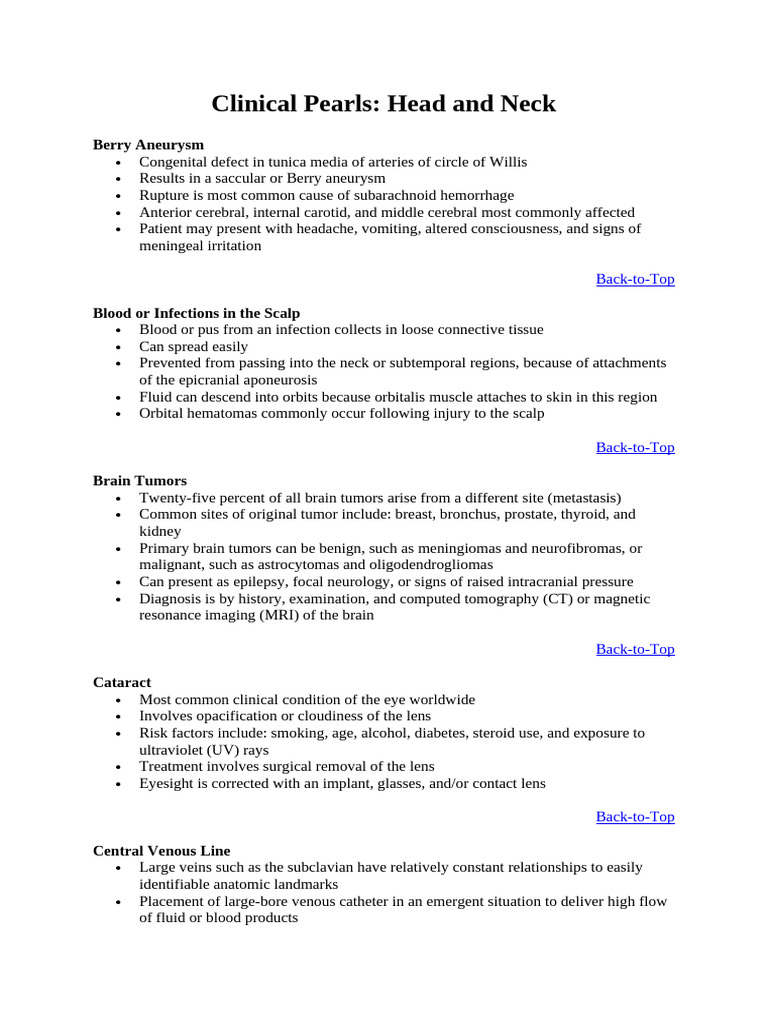 Head and Neck | PDF | Diseases And Disorders | Clinical Medicine