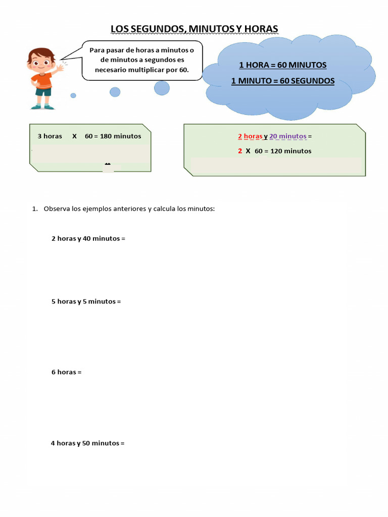 Conversión de Tiempo: Segundos, Minutos y Horas | PDF