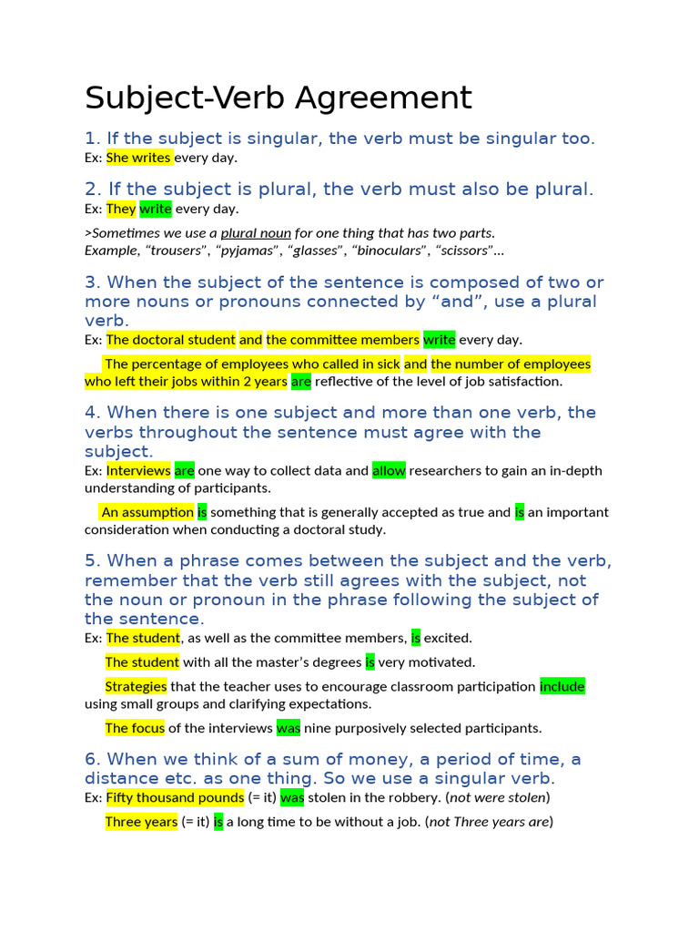 Day5 Subject Verb Agreement | PDF | Plural | Grammatical Number