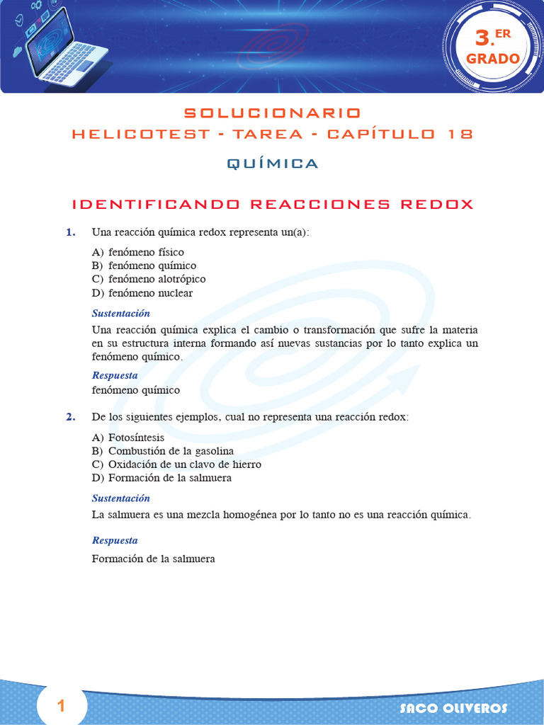 7 - Quim - 3° - Cap 18 - Sol - Tarea - 24 | PDF | Ciencia y matemáticas