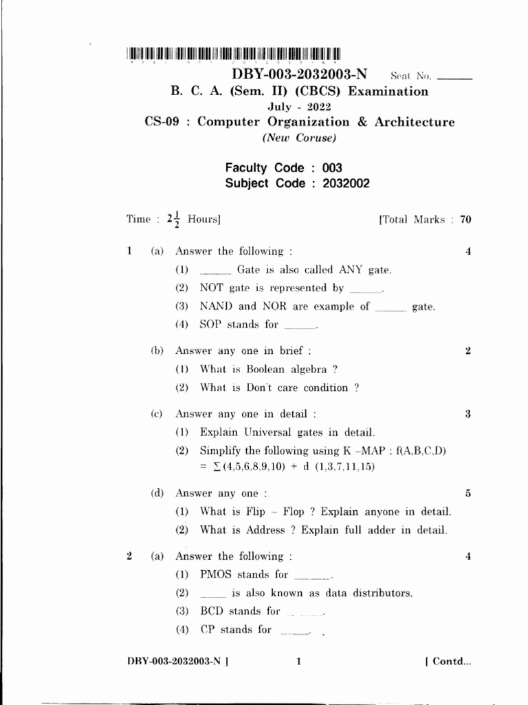 COA - 2022 (1) | PDF | Computer Data | Computer Engineering