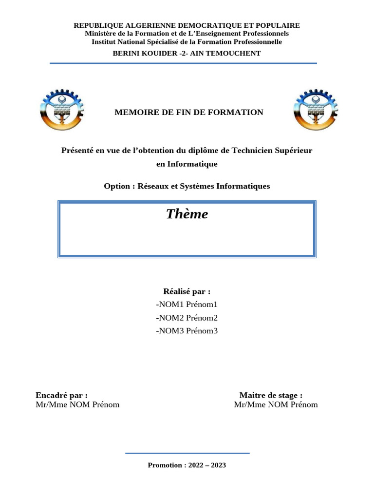 Modèle Mémoire Info | PDF