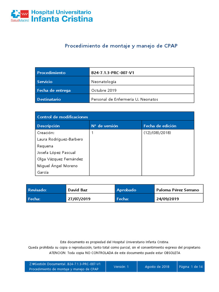 Montaje y Manejo de CPAP Neonatal | PDF | Sistema respiratorio | Neumología