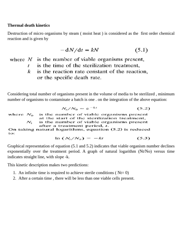 Thermal Death Kinetics | PDF