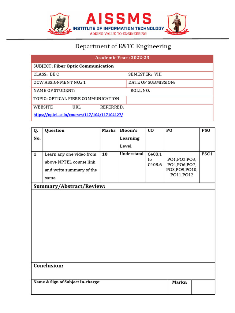 OCW FOC Assignments 2023-24 | PDF