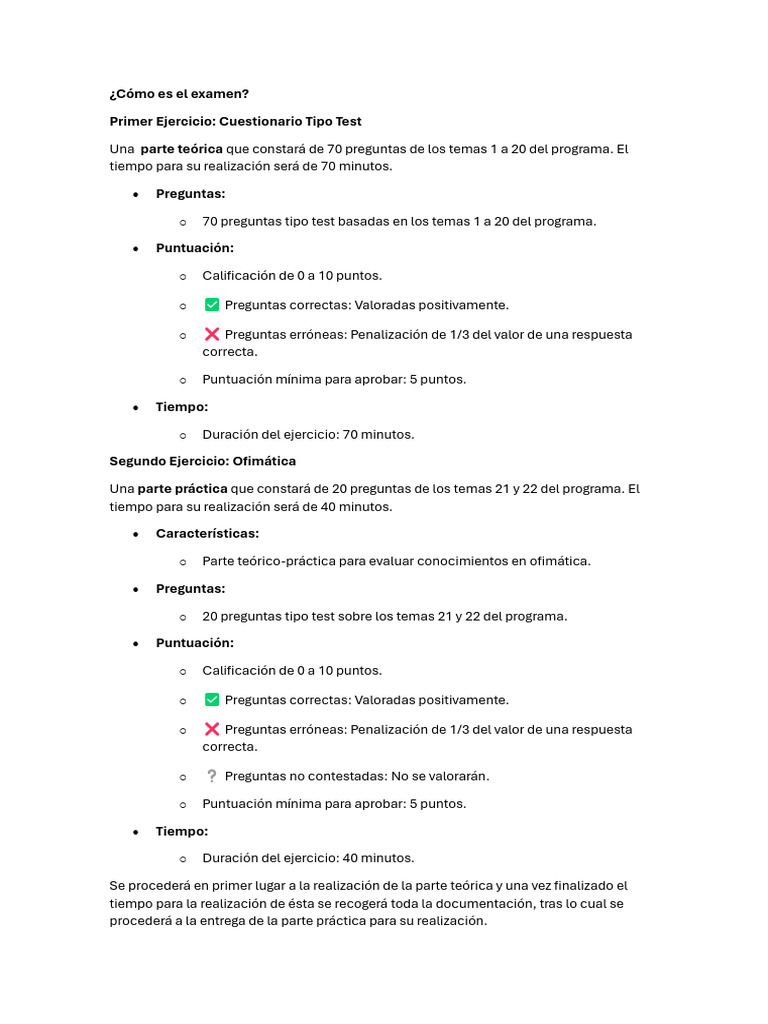 Cómo es el examen AUXILIAR ADMIN | PDF