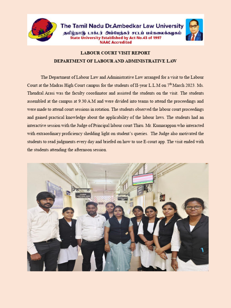 Labour Court Visit Report: L.L.M Insights | PDF
