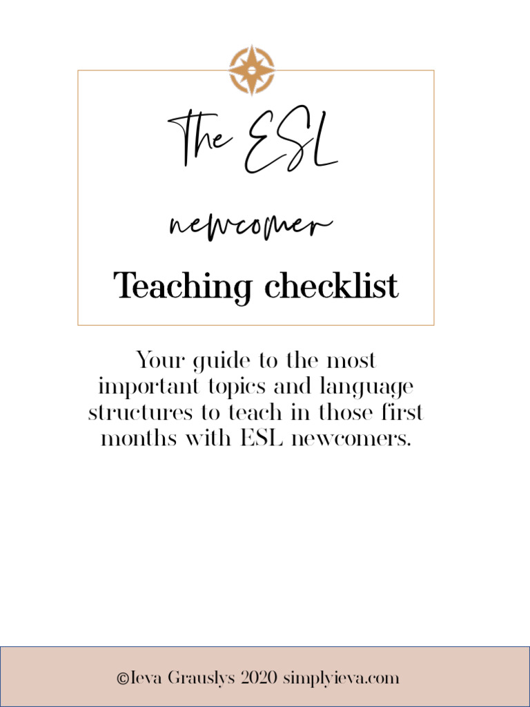 The Esl Newcomer: Teaching Checklist | PDF | English As A Second Or ...