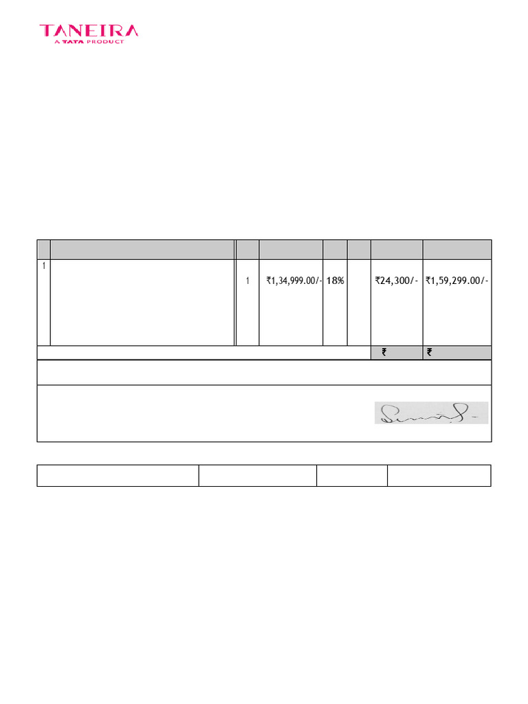 Invoice for Red Silk Banarasi Saree | PDF