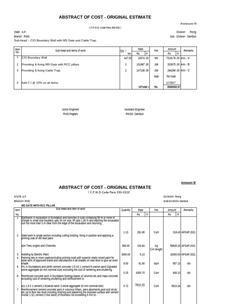 B Wall, MS Gate, Cattle Trap | PDF | Concrete | Reinforced Concrete