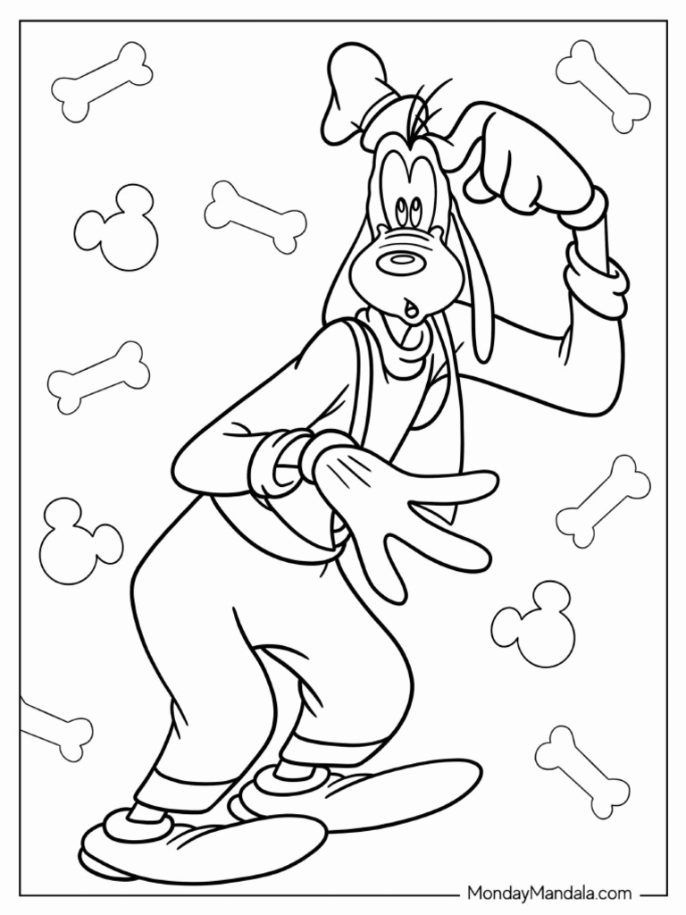 Confused Goofy Coloring Sheet | PDF