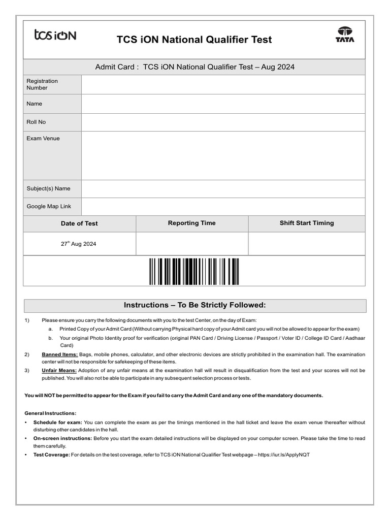 Admit Card 1 | PDF | Identity Document | Authentication