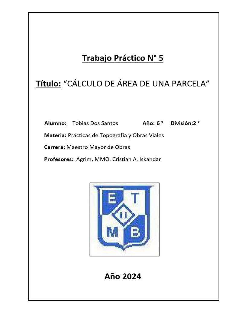 TP N° 5 CALCULO DE AREA | PDF | Tecnología geográfica | Cartografía
