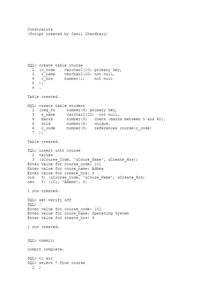 constraints | PDF | Computing | Sql