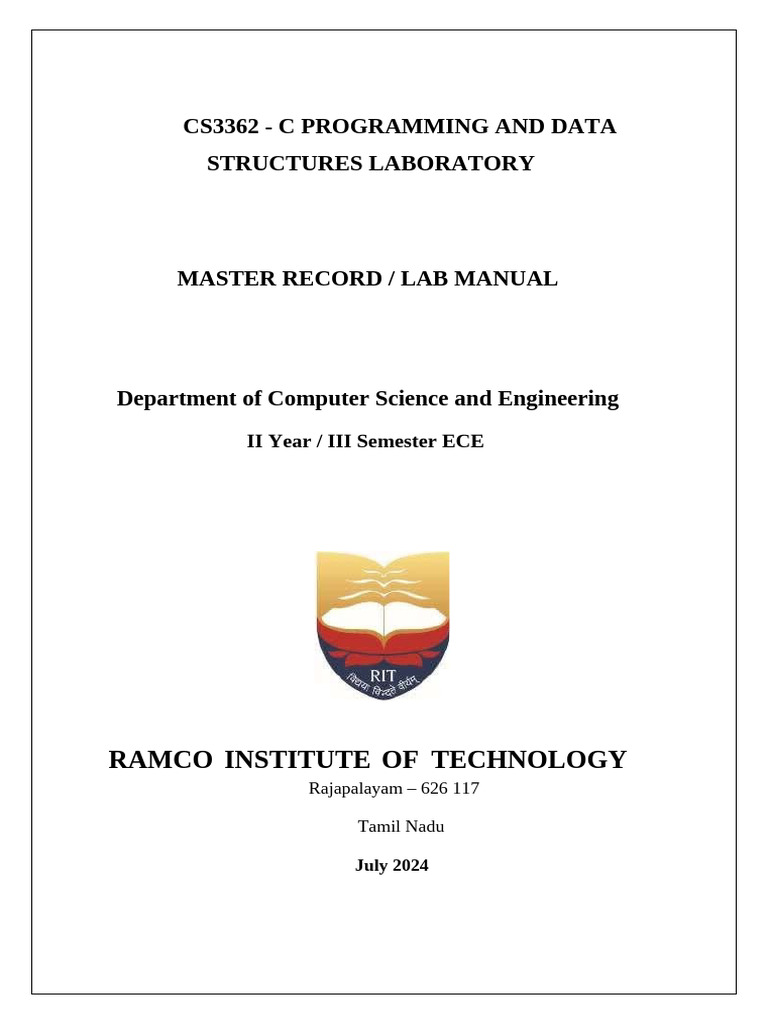 C Programming & Data Structures Lab Manual | PDF | Control Flow | C (Programming Language)