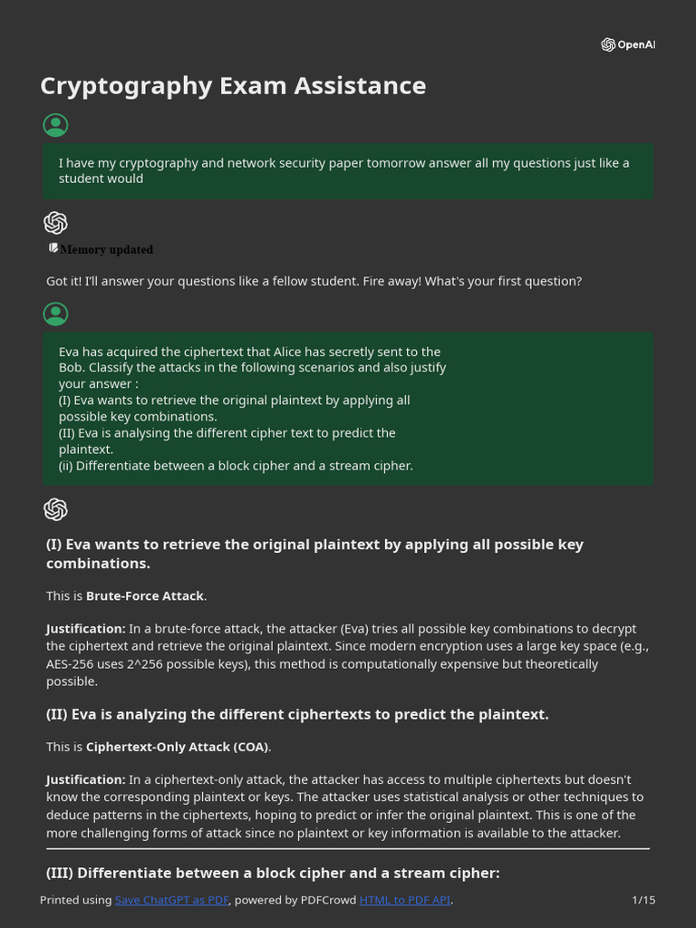 Cryptography Exam Assistance | PDF | Computer Security | Security