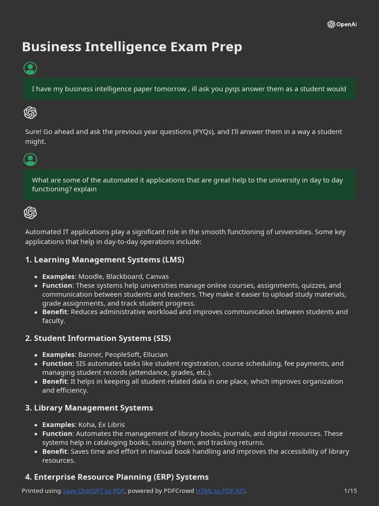 Business Intelligence Exam Prep | PDF | Backup | Html