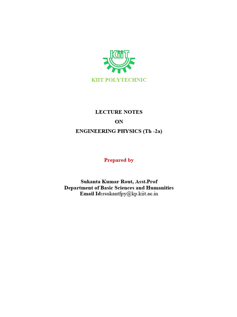 1st Sem Cv Me Mt 2nd Sem Cs El Et Engg. Physics SM SR | PDF | Euclidean ...