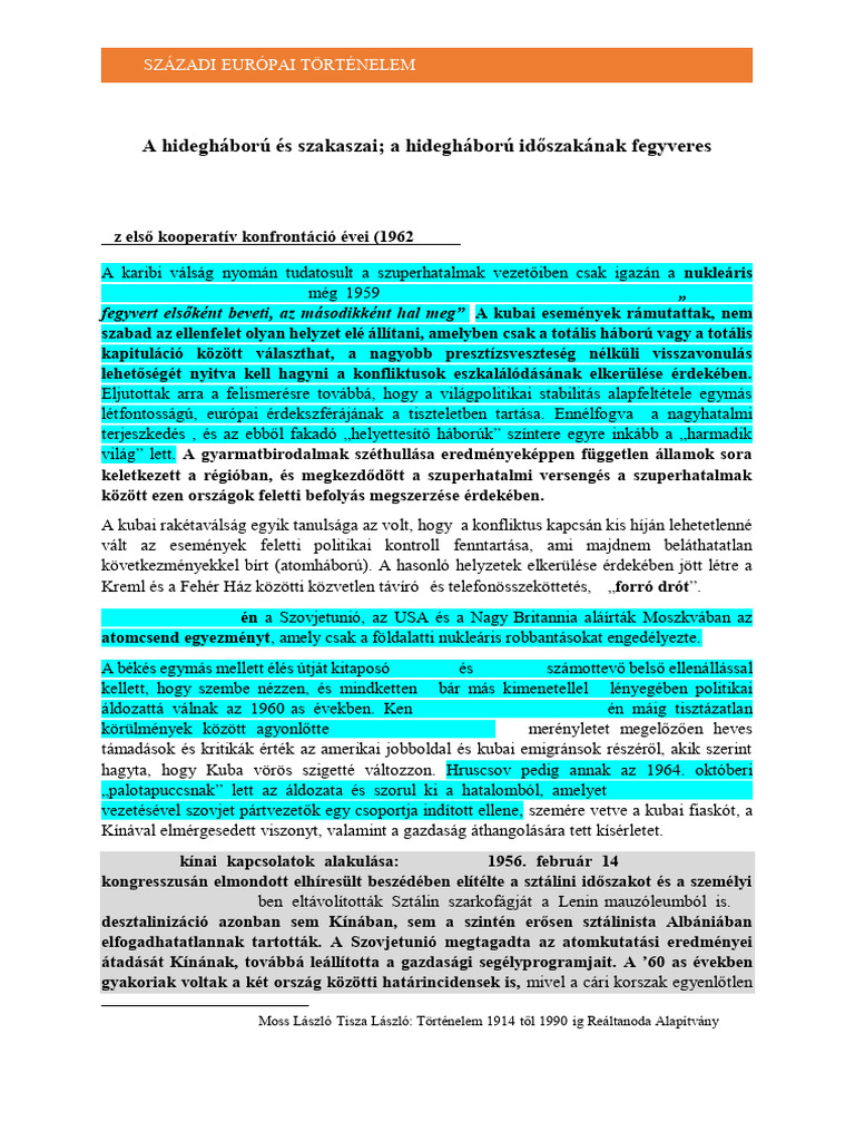 A Hidegháború És Szakaszai | PDF