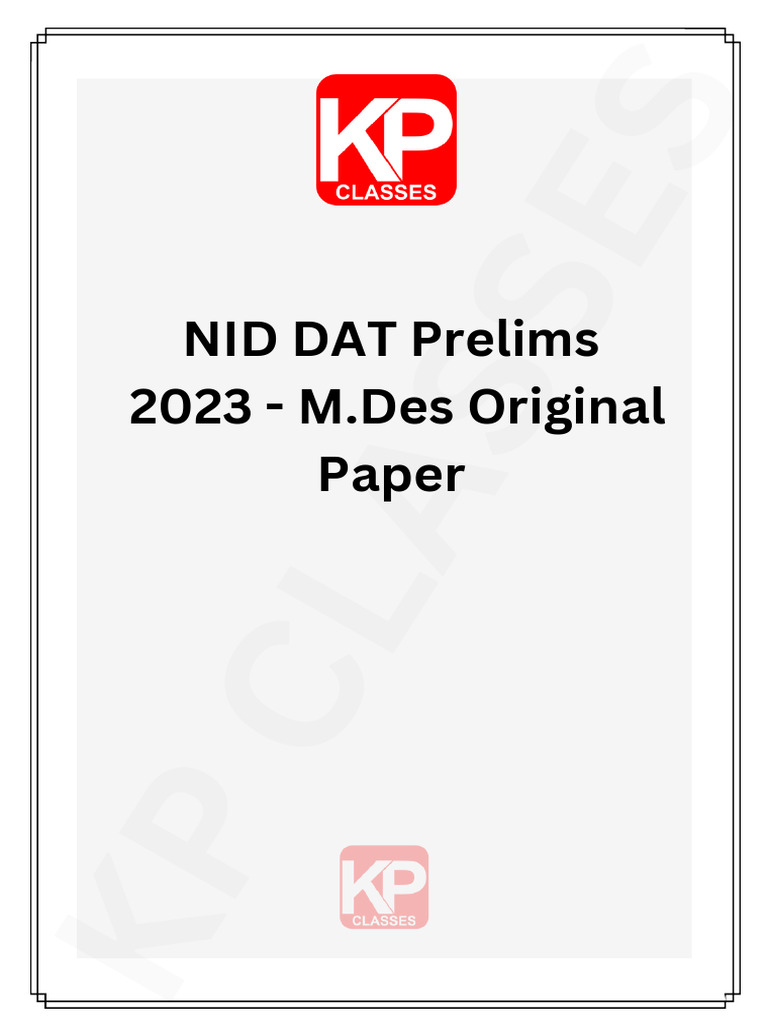Nid 2023 M.des Pyq | PDF | Reason