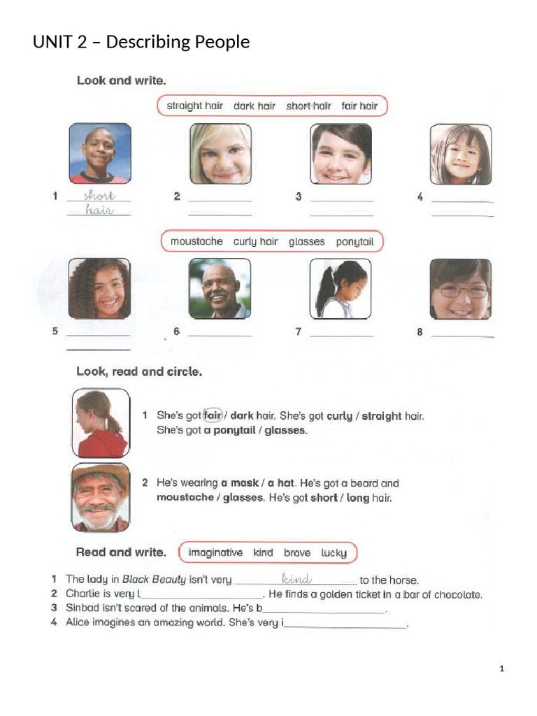 Unit 2 - Describing People - New Tiger 4 | PDF